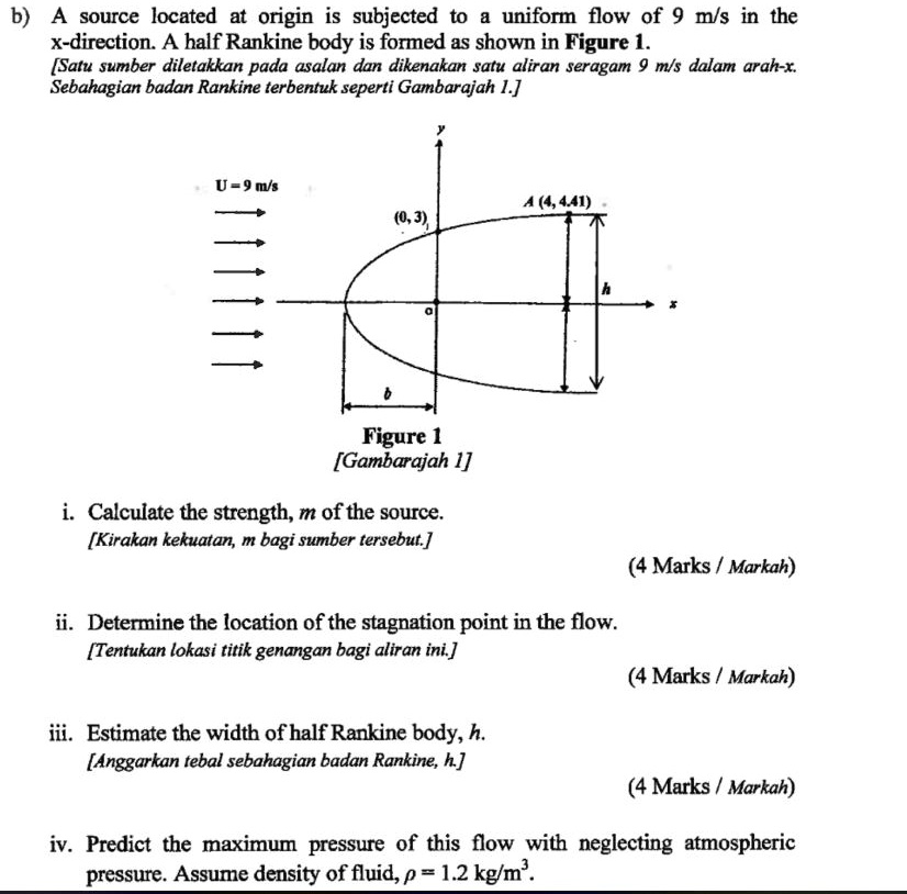 SOLVED: A source located at the origin is subjected to a uniform flow ...