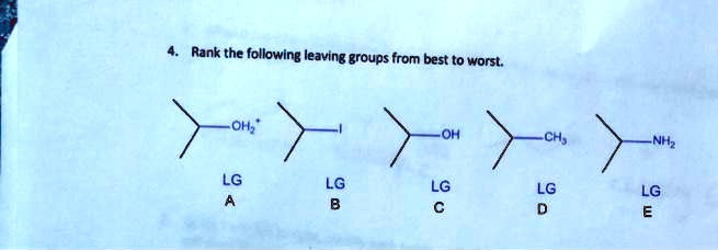 SOLVED: Rank the following leaving groups from best to worst. OH- OH ...