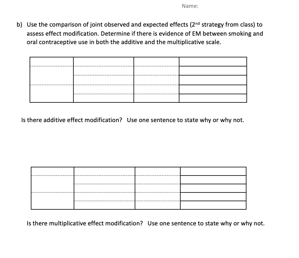 SOLVED:Name: b) Use the comparison of joint observed and expected ...
