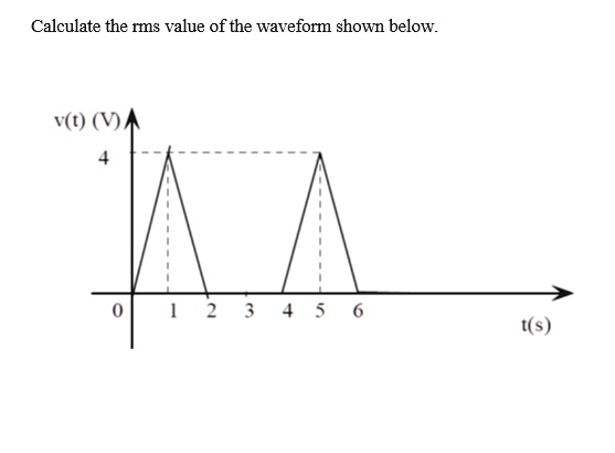SOLVED: Calculate the rms value of the waveform shown below v(t)V 1 - 1 ...