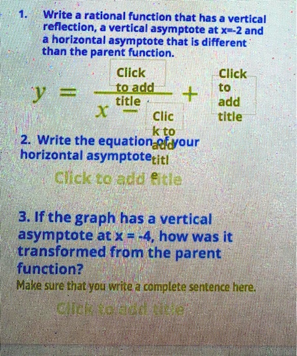 write a rational function that has a vertical reflection vertical ...