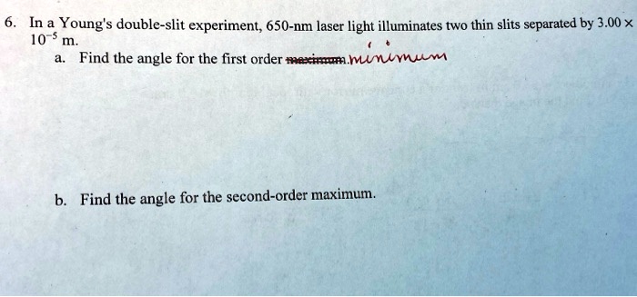 SOLVED: In a Young's double-slit experiment; 650-nm laser light ...