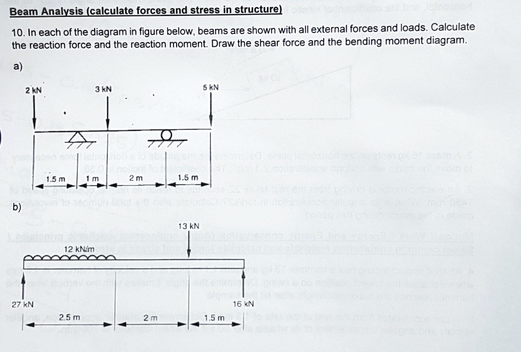 Beam Analysis (Calculate Forces and Stress in Structure) 10. In each of ...