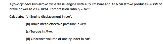 a four cylinder two stroke cycle diesel engine with 109 cm bore and 126 ...