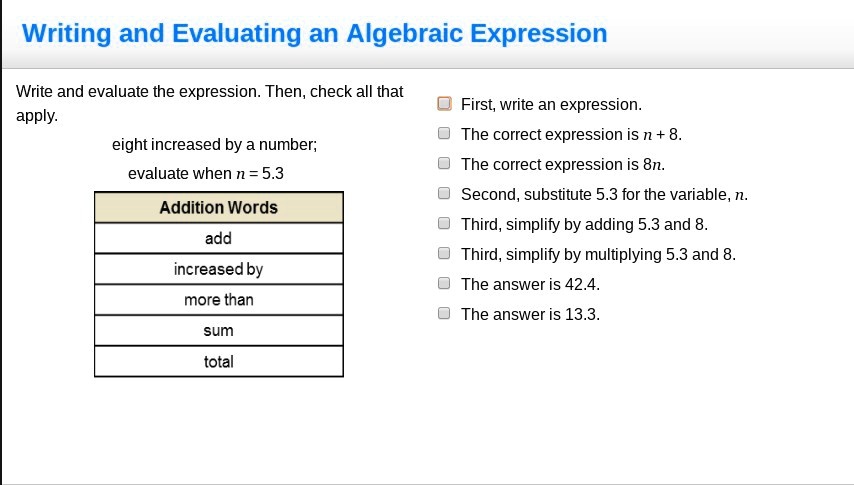 SOLVED: 100p for an answer please Writing and Evaluating an Algebraic ... SOLVED: 100p for an answer please Writing and Evaluating an Algebraic ...