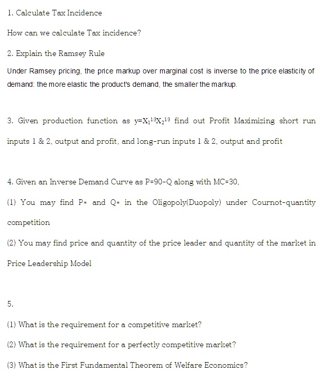 SOLVED: l.Calculate Tax Incidence How can we calculate Tax incidence? 2 ...