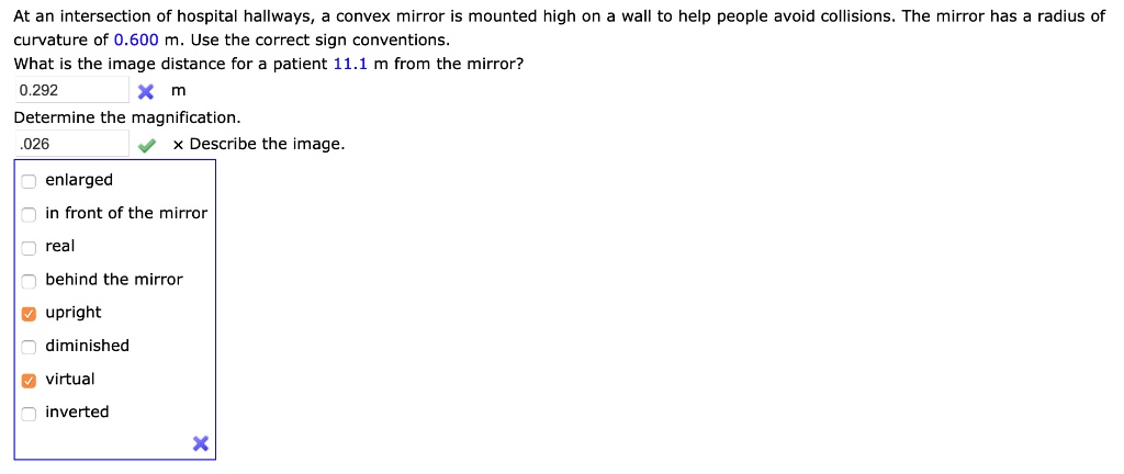 SOLVED:At an intersection of hospital hallways_ convex mirror is ...