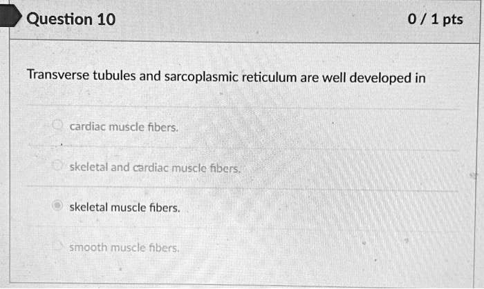 Transverse tubules and sarcoplasmic reticulum are well developed in ...