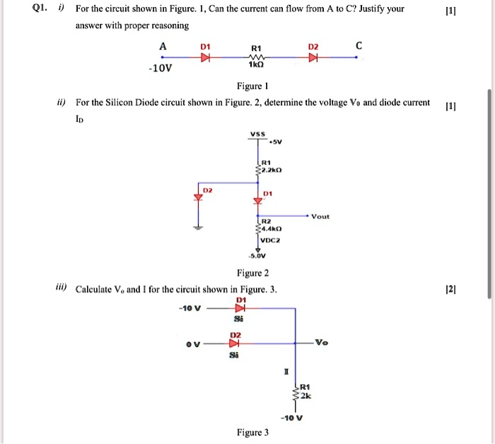 Q1. i) For the circuit shown in Figure. 1, Can the current can flow from A to C? Justify your ...