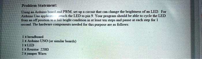 Solved Problem Statement Using An Arduino Board And Pwm Set Up A 8462