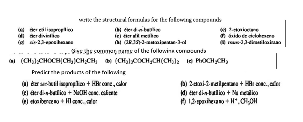 SOLVED: Write the structural formulas for the following compounds: (a ...