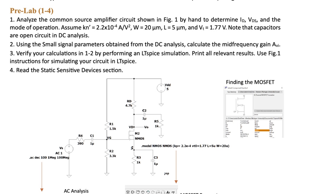 SOLVED: Hello, please just kindly do question #3 which is LT Spice Simulation finding the values ...