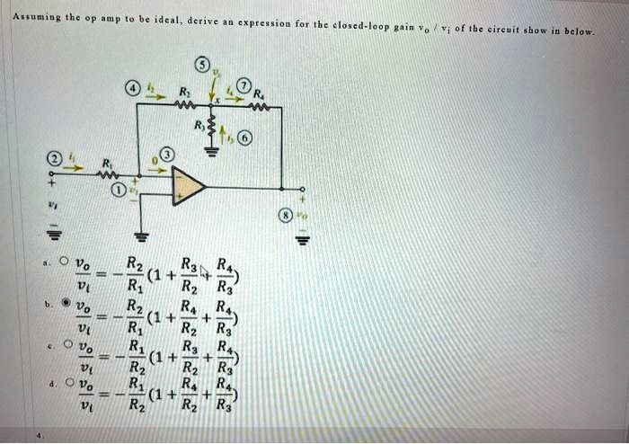Assuming the op amp to be ideal, derive an expression for the closed-loop gain, Y0/Vi, of the ...