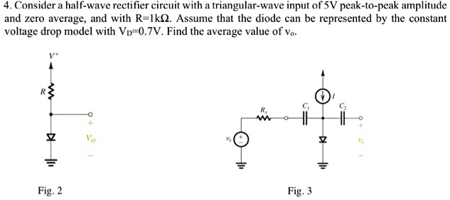 SOLVED: Consider a half-wave rectifier circuit with a triangular-wave input of 5V peak-to-peak ...