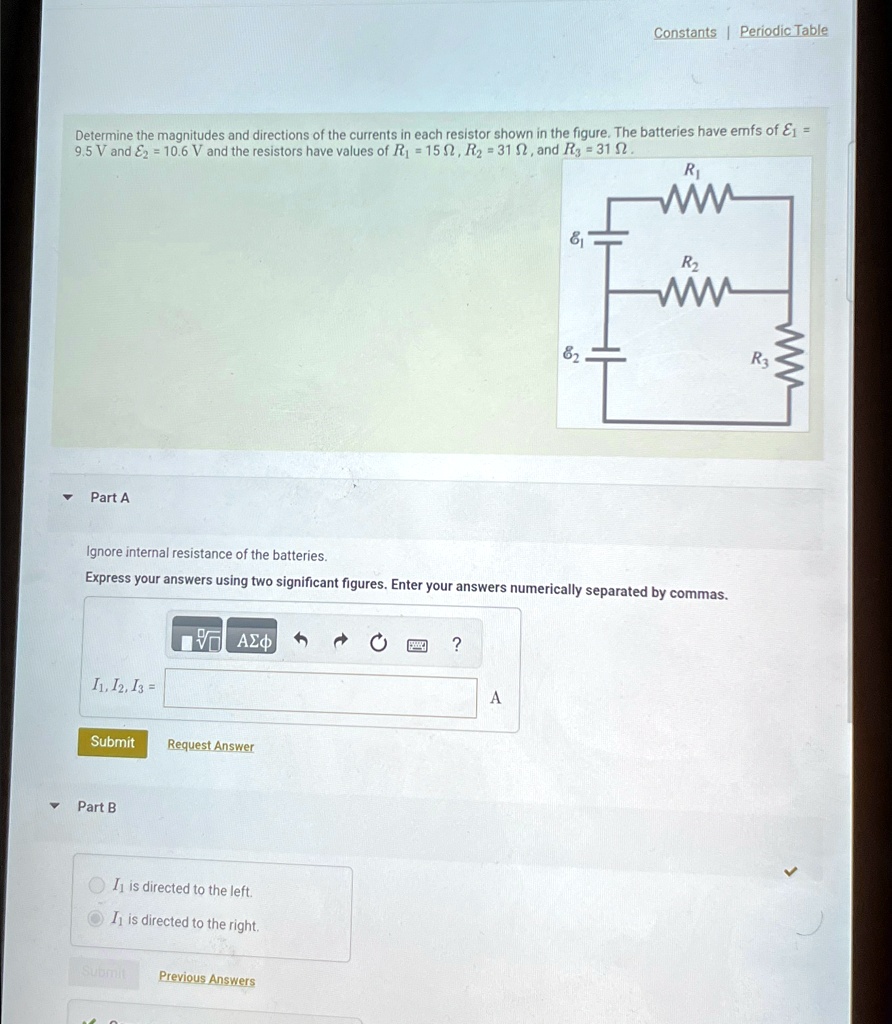 Constants Periodic Table Determine The Magnitudes And Directions Of The Currents In Each