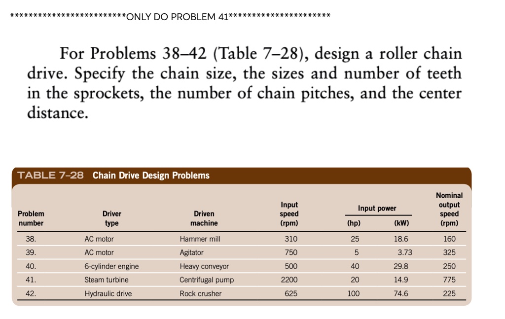 ONLY DO PROBLEM 41********************** For Problems 38-42 (Tabl