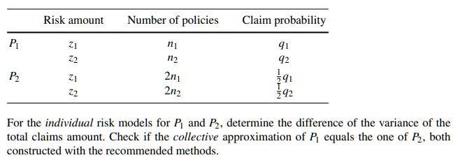 Risk amount Number of policies Claim probability P1 z1 n1 q1 z2 n2 q2 ...