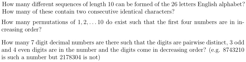SOLVED: How many different sequences of length 10 can be formed of the ...