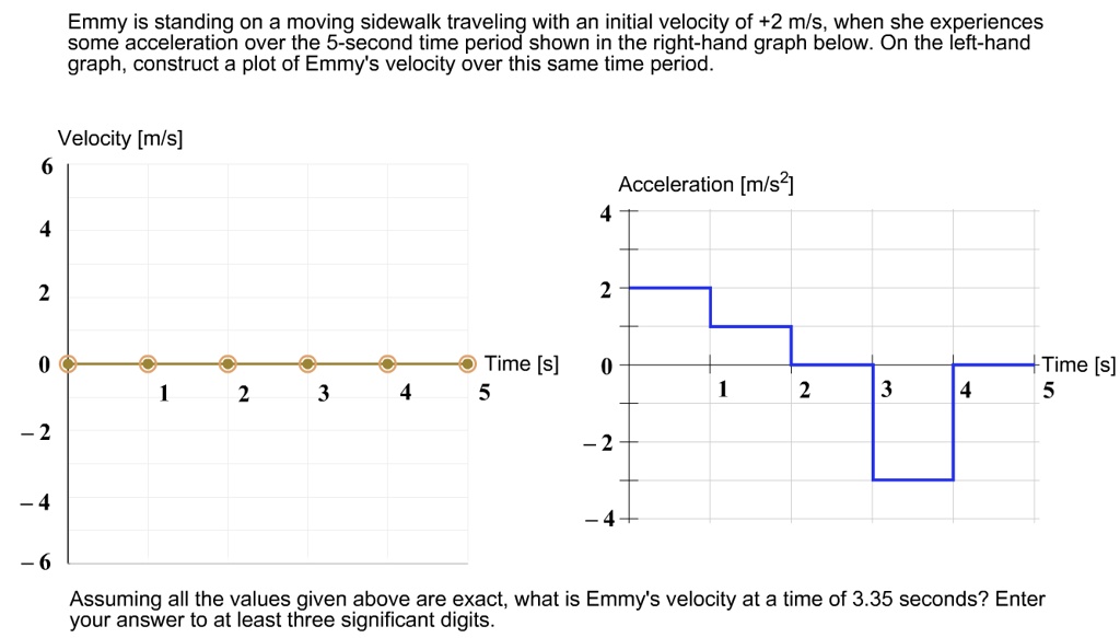 emmy is standing on a moving sidewalk traveling with an initial ...