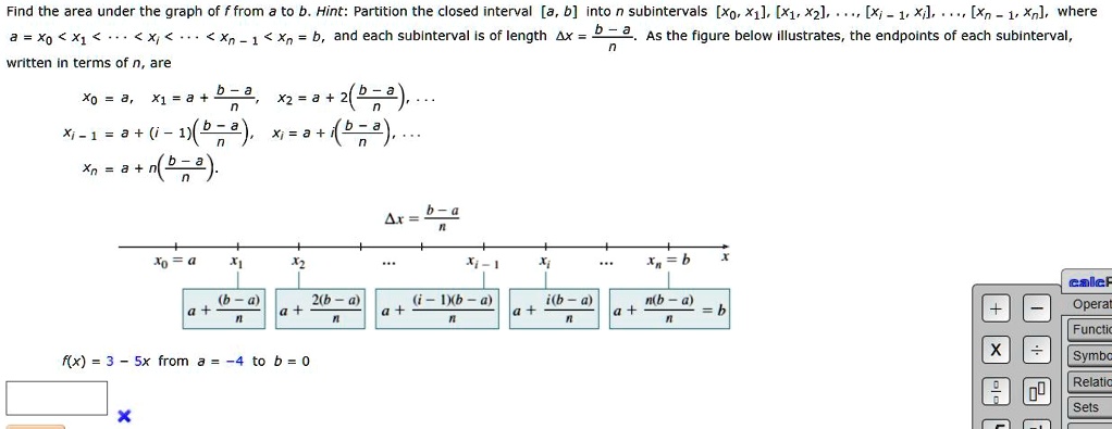 SOLVED: Find the area under the graph of from Hint: Partition the closed interval [a into ...