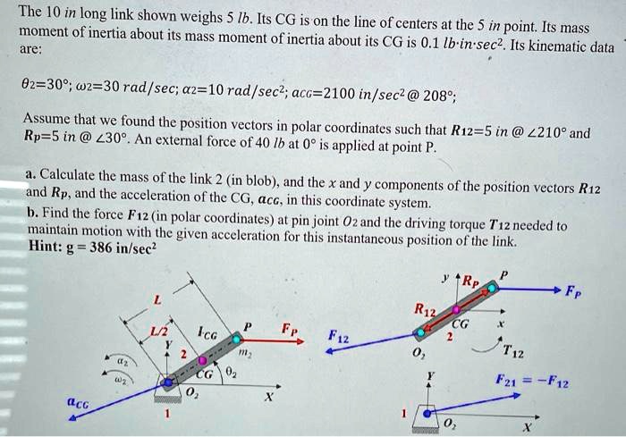 SOLVED: The 10-inch long link shown weighs 5 lb. Its CG is on the line ...