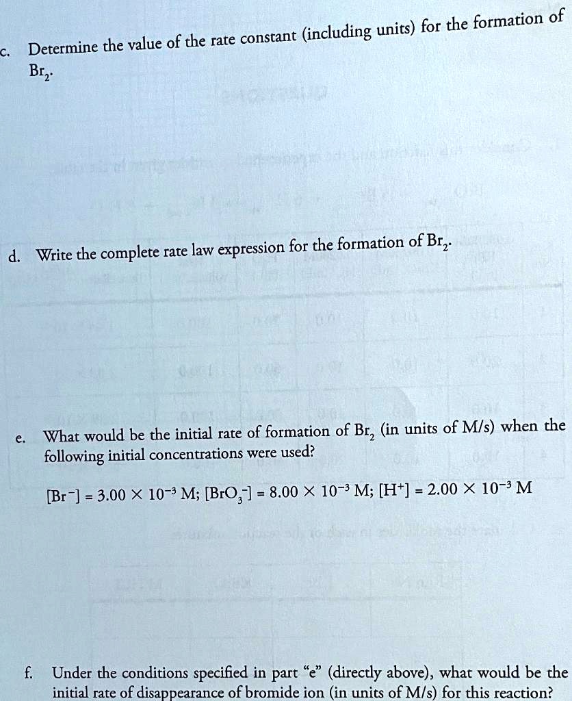 SOLVED: units) for the formation of Determine the value of che rare ...