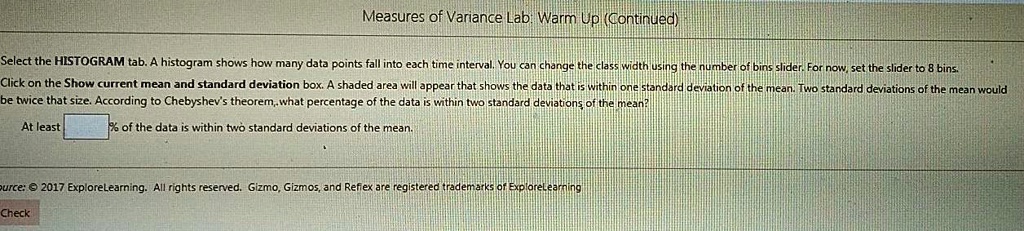 SOLVED: Measures of Variance Lab: Warm Up (Continued= Select the ...