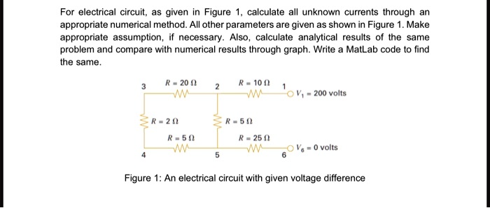 SOLVED: For electrical circuit, as given in Figure 1, calculate all unknown currents through an ...