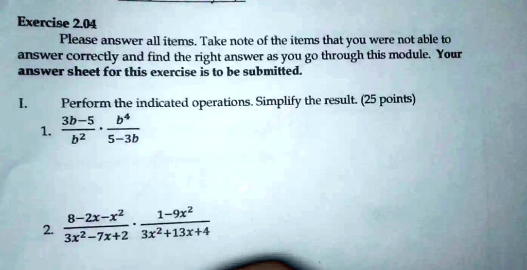 SOLVED: Exercise 204 Please answer all items. Take note of the items ...