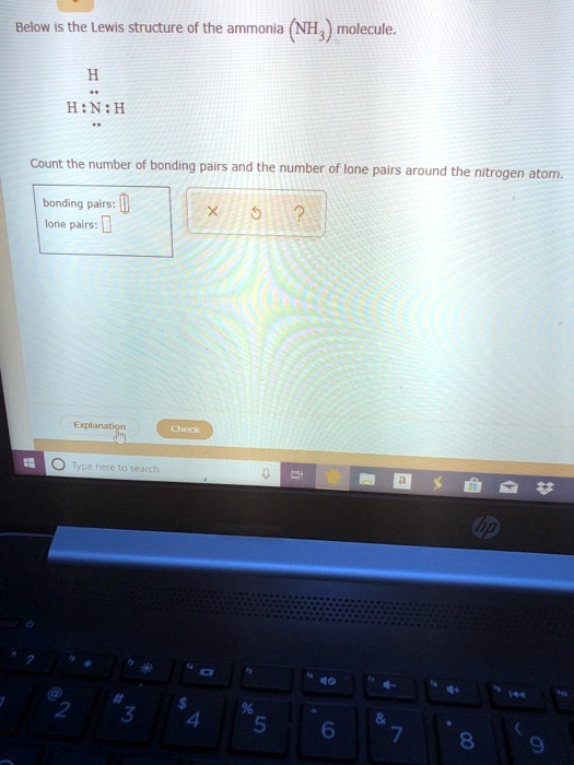 SOLVED: Below is the Lewis structure of the ammonia (NHâ‚ƒ) molecule: H ...