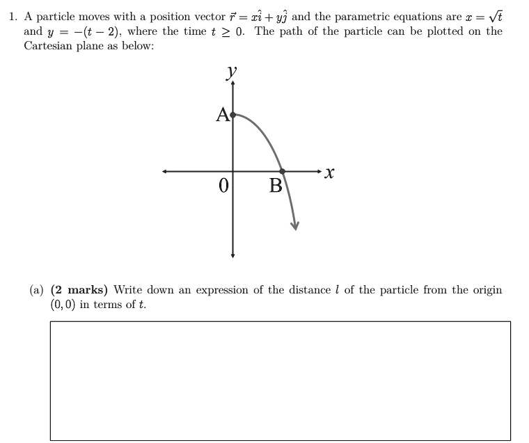 SOLVED:A particle moves with a position vector = = ri + yj and the parametric equations are â‚¬ ...