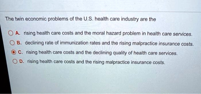 SOLVED: The twin economic problems of the U.S. healthcare industry are ...