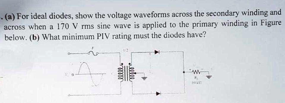 Solved A For Ideal Diodes Show The Voltage Waveforms Across The
