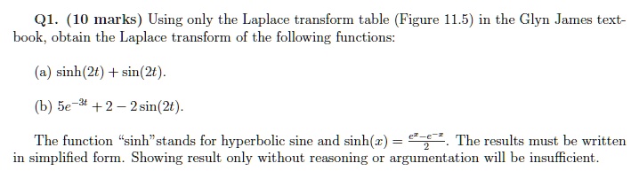 q1 10 marks using only the laplace transform table figure 115 in the ...