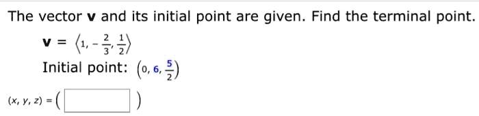 SOLVED:The vector v and its initial point are given: Find the terminal ...