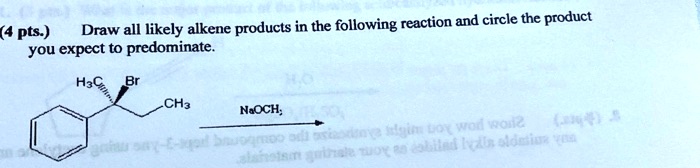 draw all likely alkene products in the following reaction and circle ...