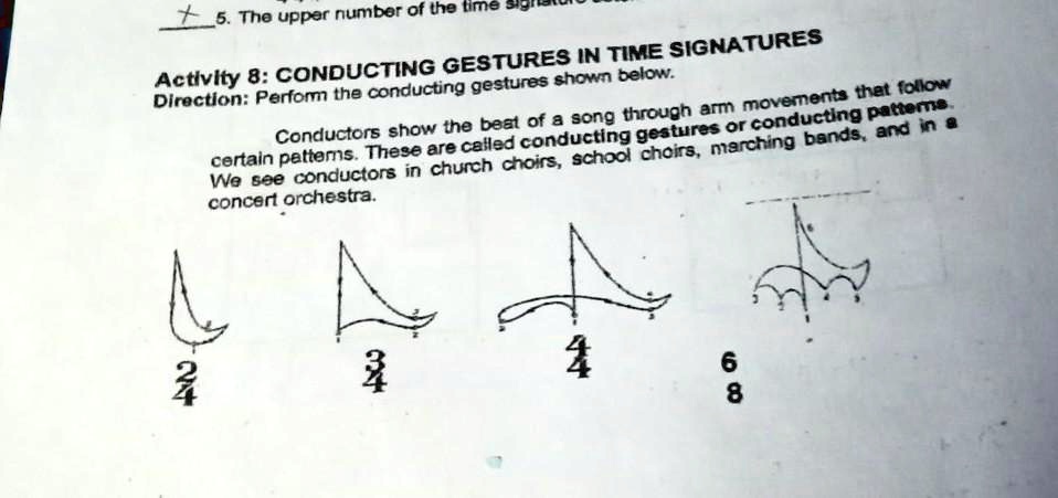 Perform the cunducting gestures shown below the upper numbor...