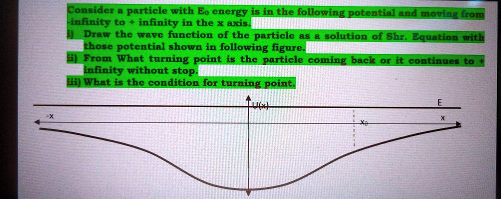 SOLVED: Consider a particle with energy Eo that is in the following potential and moving from ...