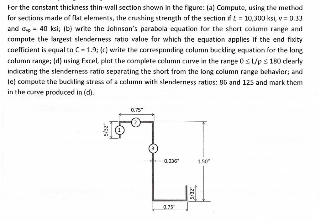 For the constant thickness thin-wall section shown in the figure: (a ...