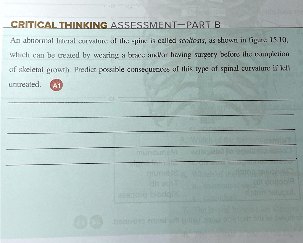 critical thinking assessment part b an abnormal lateral curvature of ...