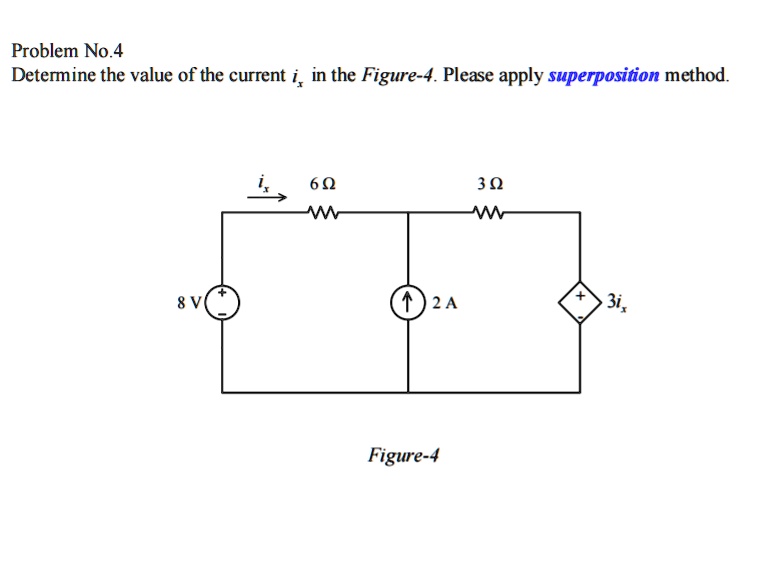 Problem No.4 Determine the value of the current ix in the Figure-4. Please apply superposition ...