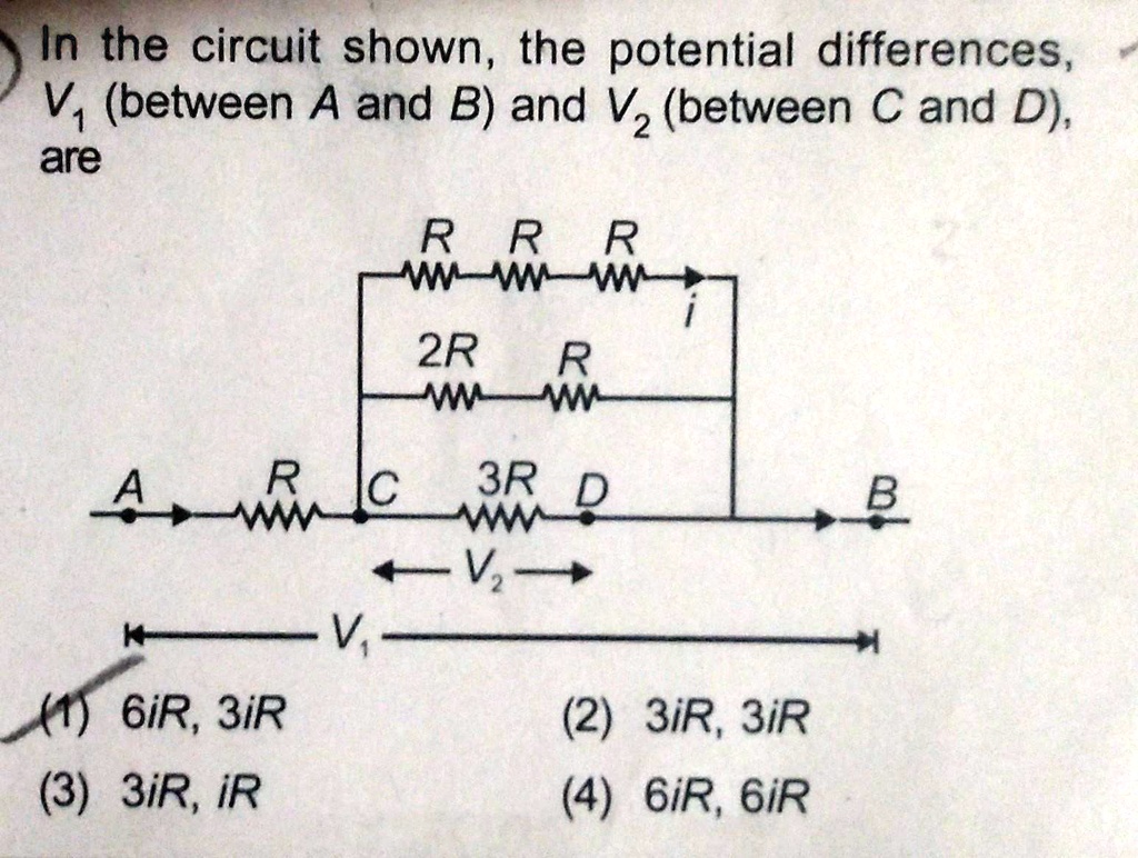 SOLVED: In the circuit shown, the potential differences, V (between A ...