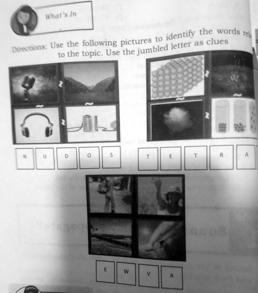 What's In Directions: Use the following pictures to identify the words ...