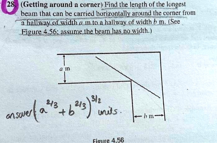 28. (Getting around a corner) Find the length of the longest beam that ...