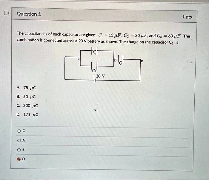 SOLVED: The capacitances of each capacitor are given as C1 = 15F, C2 ...