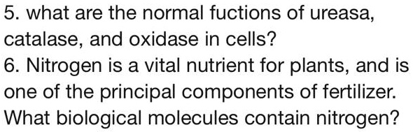 5. what are the normal fuctions of ureasa, catalase, and oxidase in ...