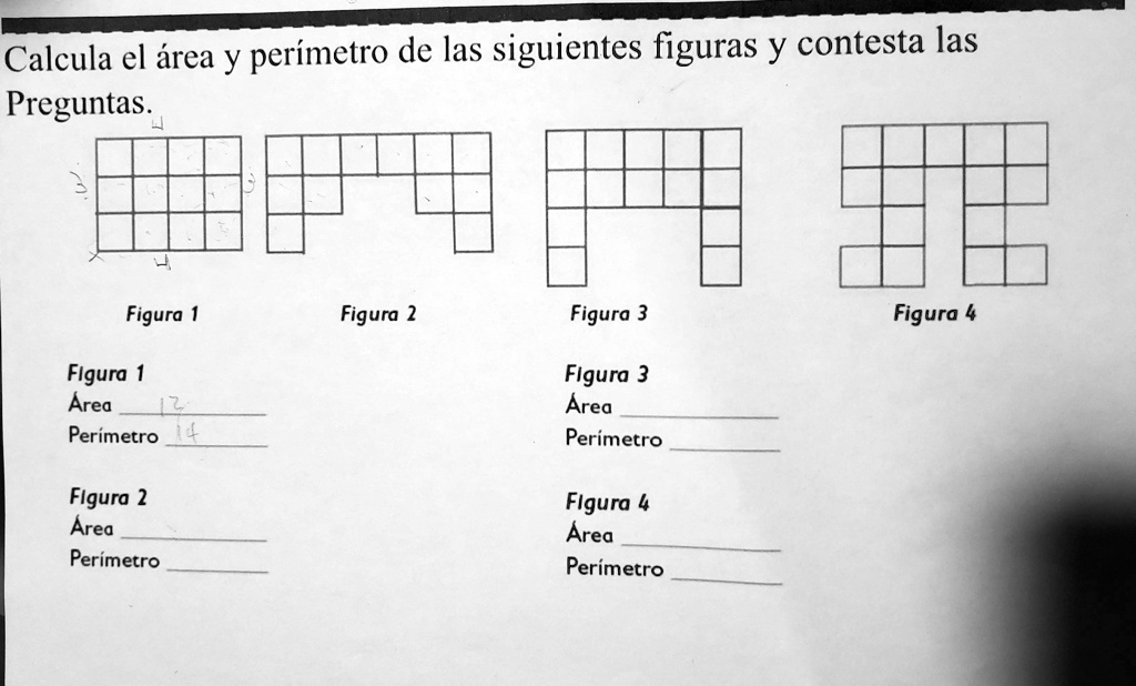 SOLVED: calcula el area y perimetro de las siguientes figuras y ...