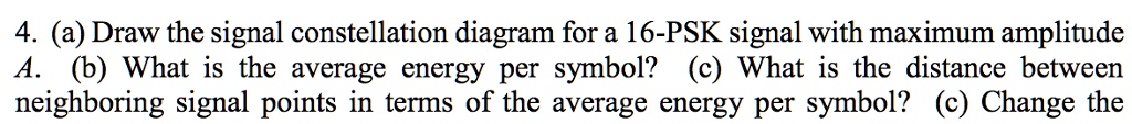 please solve thank you 4 a draw the signal constellation diagram for a ...