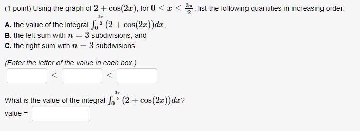 SOLVED: point) Using the graph of 2 + coS 21) , for 0