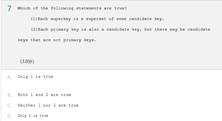 7 which of the following statements are true leach superkey is a ...